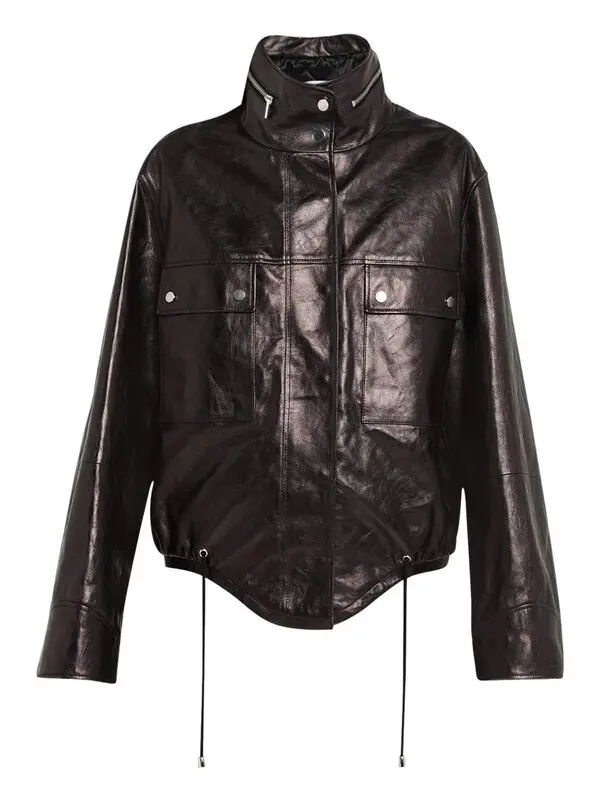 Michael Kors Washed Lambskin Leather Bomber Jacket - Black