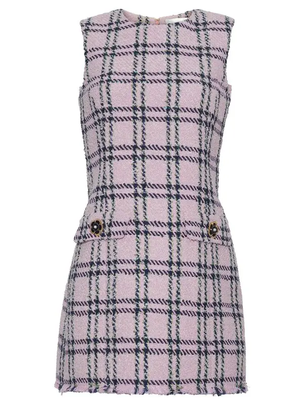 Cara Cara Posie Mini Dress - Pink Green Boucle Plaid