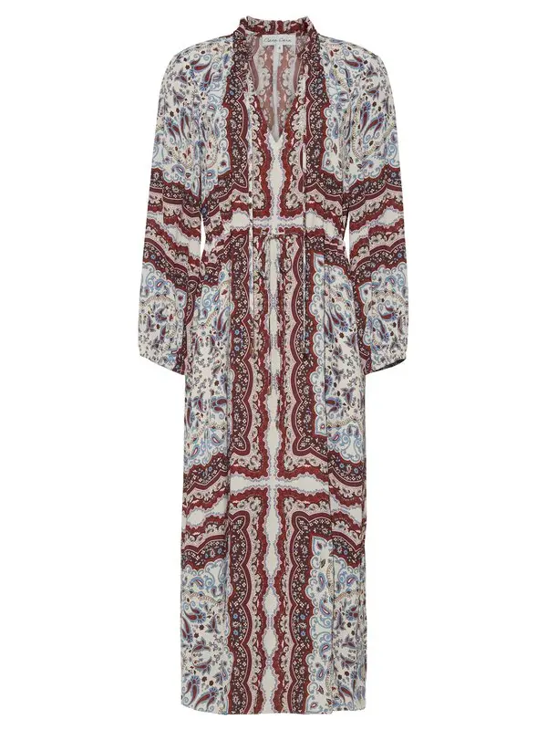 Cara Cara Berkshire Printed Midi Dress - Paisley Scarf Ivory