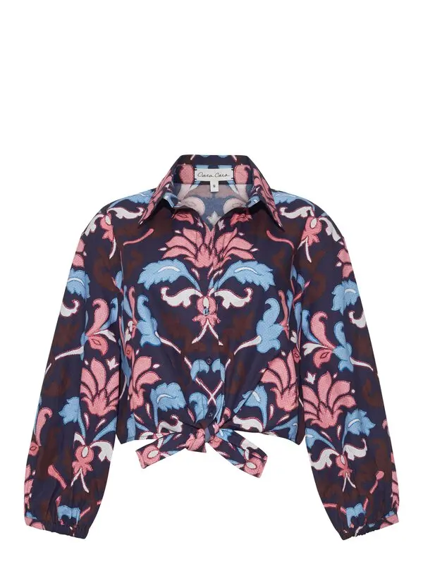 Cara Cara Rumson Printed Blouse - Fleur Crest Navy