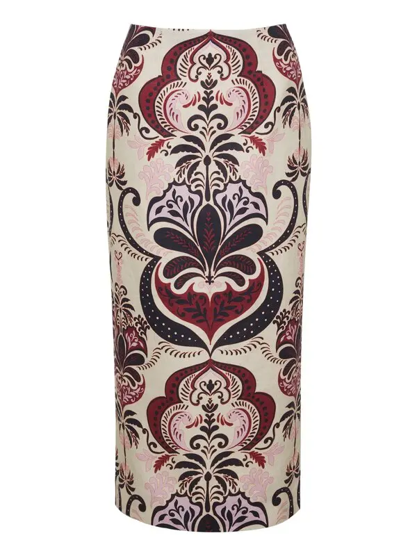 Cara Cara Sienna Printed Pencil Skirt - Palm Pavillion Ivory