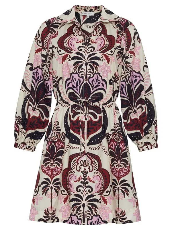 Cara Cara Henry Printed Mini Dress - Palm Pavillion Ivory