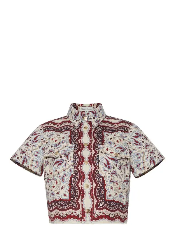 Cara Cara Printed Cotton Shirt - Paisley Scarf Ivory