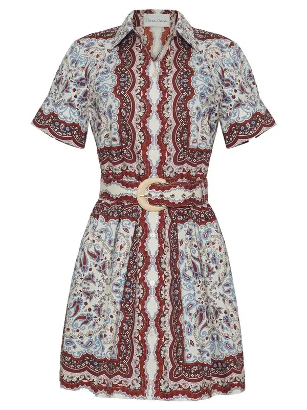 Cara Cara Malena Mini Shirtdress - Paisley Scarf Ivory