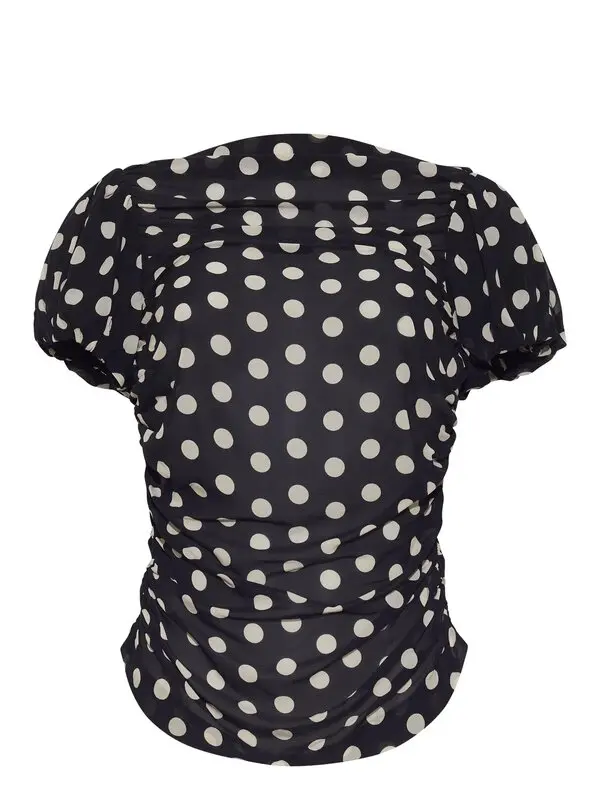 Cara Cara Melissa Ruched Top - Joelle Dot Black