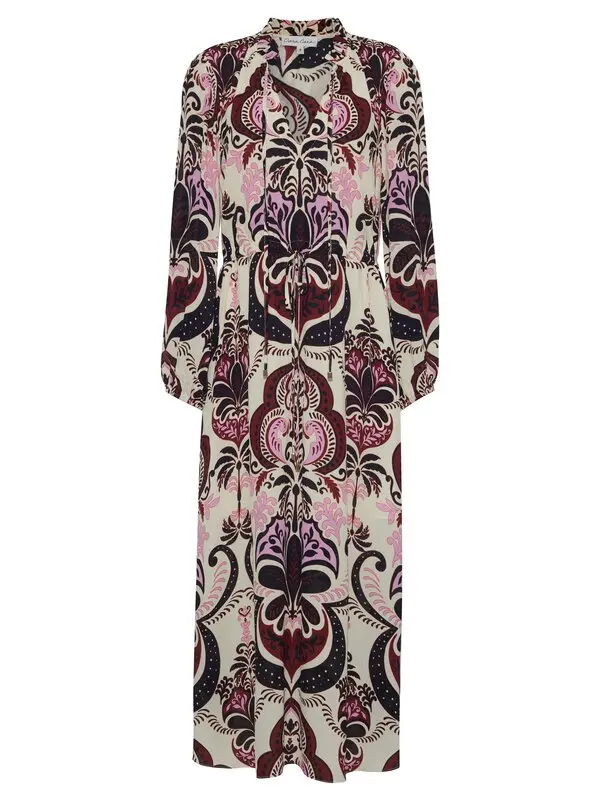 Cara Cara Berkshire Printed Midi Dress - Palm Pavillion Ivory