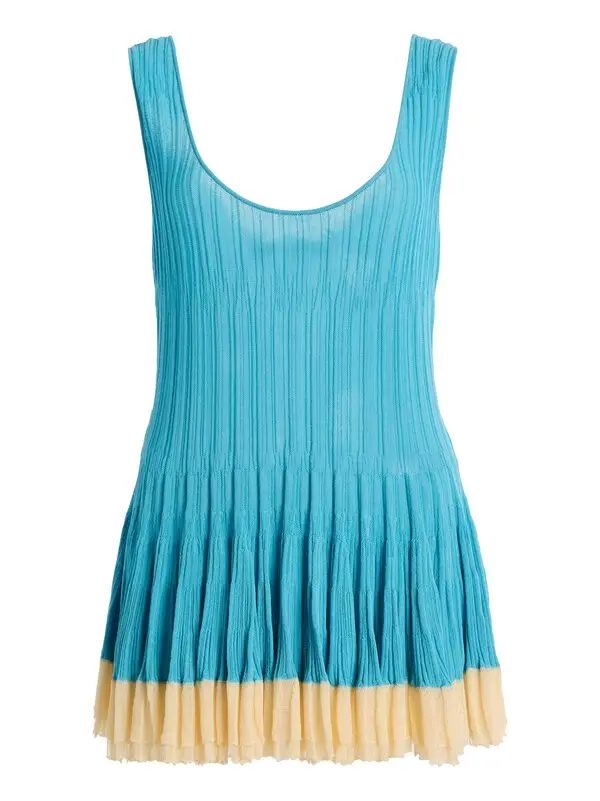 ASHLYN Shino Layered Knit Tank Top - Blue