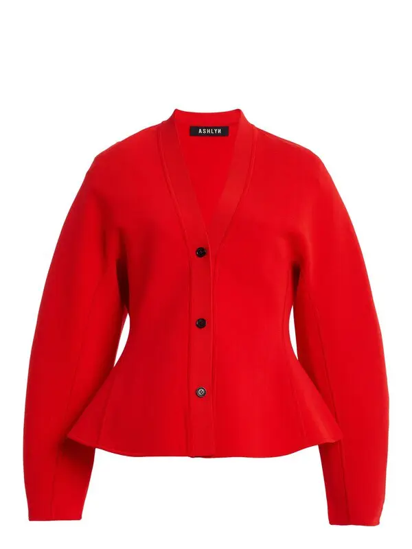 ASHLYN Henry Long Cardigan - Red