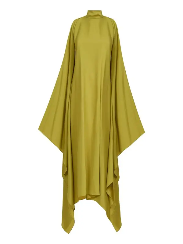 TALLER MARMO Aga Cold Shoulder Satin Kaftan - Gold