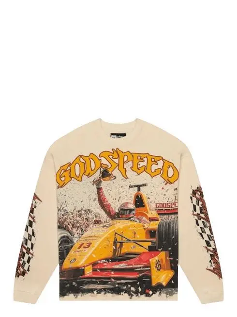 GODSPEED F1 Finishline Long Sleeve T-shirt - Bone