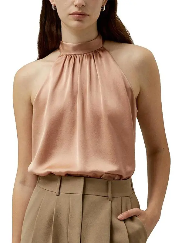 Lilysilk Graceful Breeze Silk Halter Top - Quartz Rose