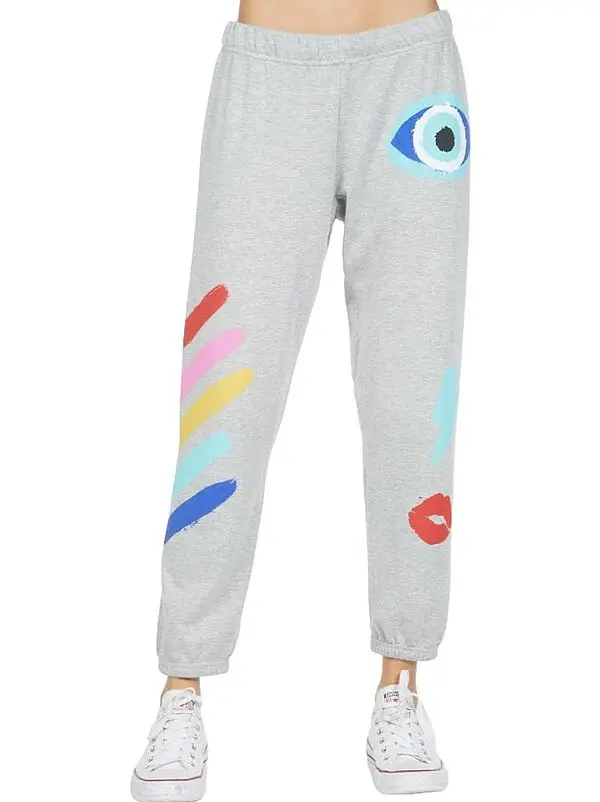 Lauren Moshi Alana Printed Sweatpants - Heather Grey