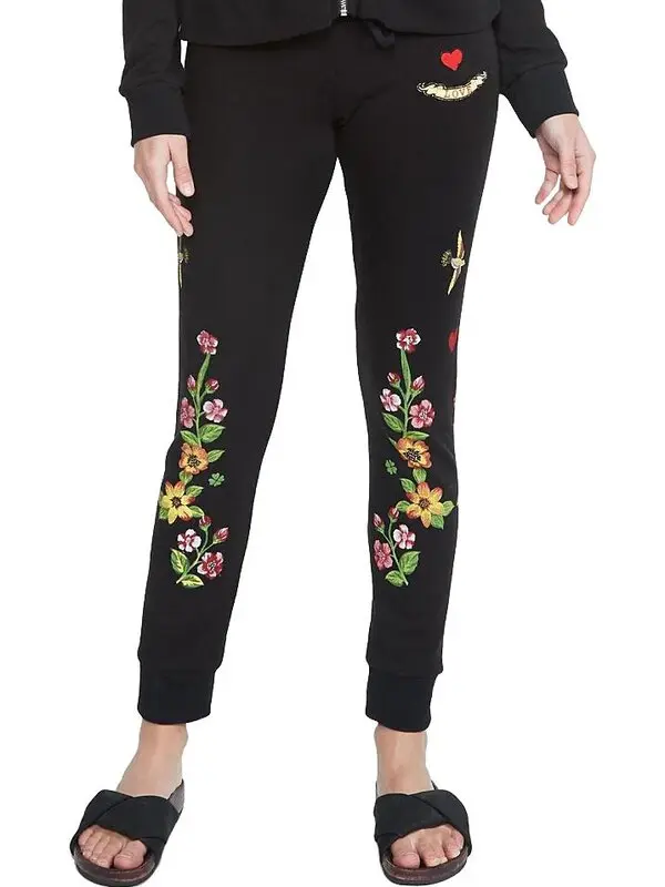 Lauren Moshi Jess Floray Eye Love Sweatpants - Black