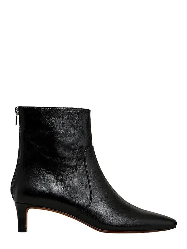 Madewell The Dimes Crinkled Leather Kitten Heel Boots - True Black
