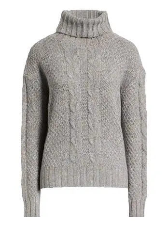 ARAGONA Turtleneck Cable-knit Sweater - Grey