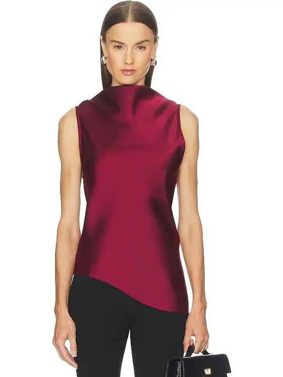 MARQUES' ALMEIDA Satin Cowl Neck Top - Burgundy