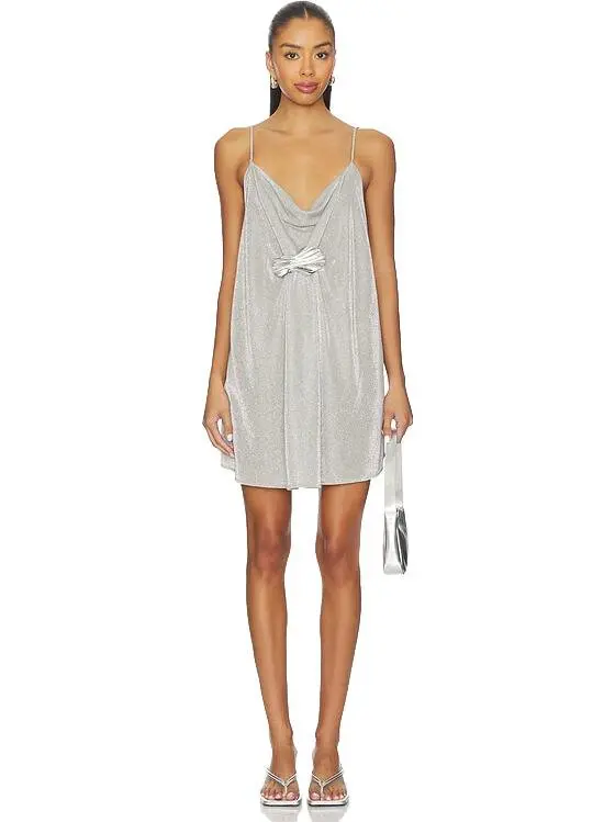 KATE BARTON Peyton Cowl Neck Mini Dress - Silver
