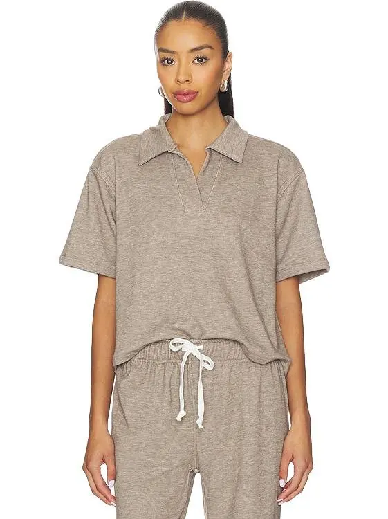 BOBI Short Sleeve Polo Tee - Taupe