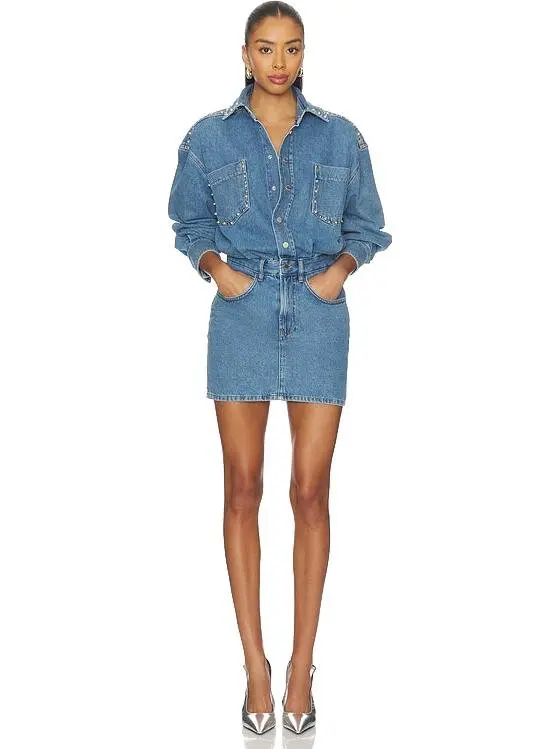 Essentiel Antwerp Ilene Denim Shirt Dress - Black Iris