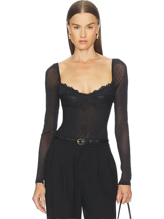 Free People Suddenly Fine Bodysuit - Black