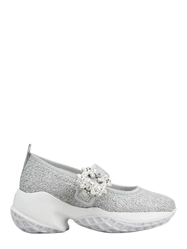 ROGER VIVIER Viv' Run Babies Crystal Buckle Sneakers - Silver