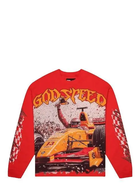 GODSPEED F1 Finishline Long Sleeve T-shirt - Red