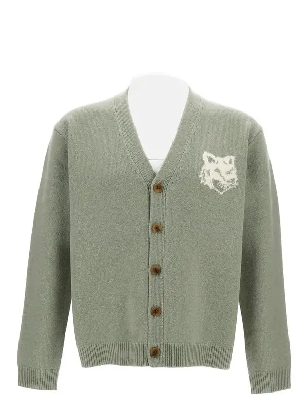 Maison Kitsuné Fox Head Cardigan - Green
