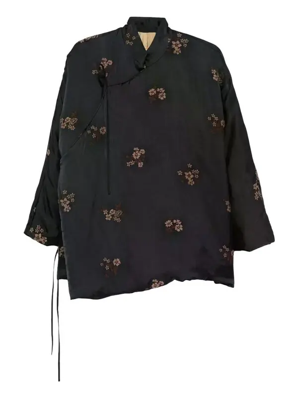 UMA WANG Floral-motif Oversized Jacket - Black