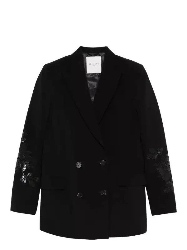 ERMANNO FIRENZE Sequin-embellished Double-breasted Jacket - Black
