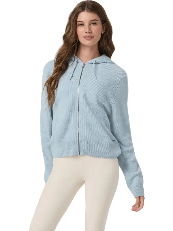Vuori Milie Full Zip Cashmere Rib Hoodie - Bluebell