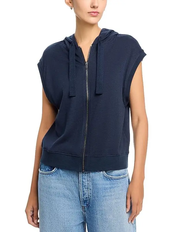 Majestic Filatures Full Zip Sleeveless Hoodie - Marine