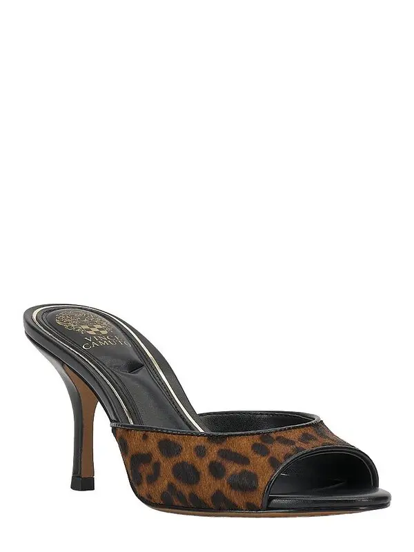 Vince Camuto Prynn Calf Hair High Heel Mule Sandals - Dark Brown