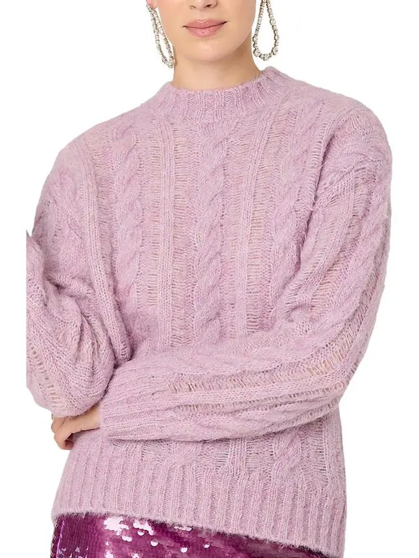 Astr The Label Violetta Cable Knit Sweater - Lavender