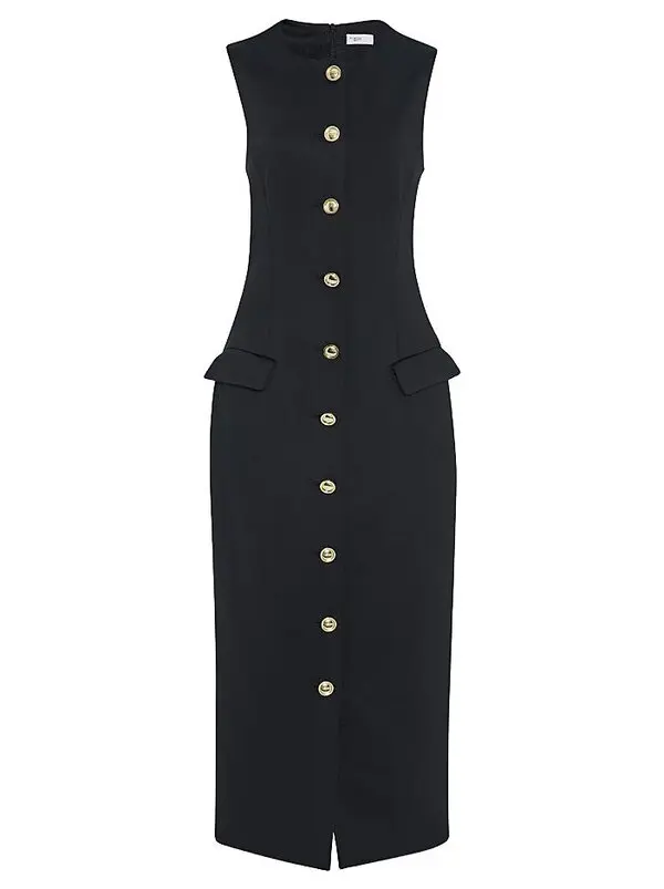 Rosetta Getty Button Front Sheath Dress - Black