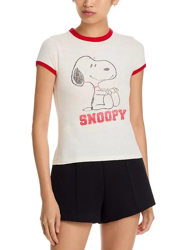 RE/DONE 60s Slim Ringer Snoopy Tee - Vintage White W/ Crimson