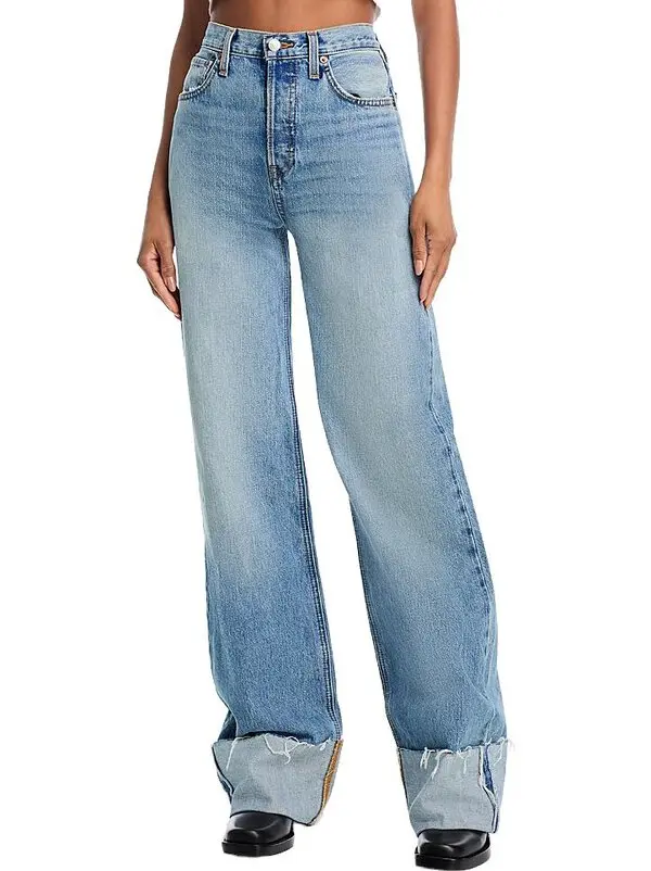 RE/DONE High-rise Wide-leg Jeans With Cuffs - Vintage Biker Blue