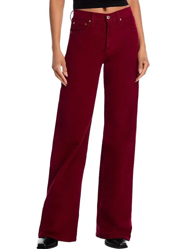 RE/DONE High Rise Wide Leg Denim Jeans - Beet Cord