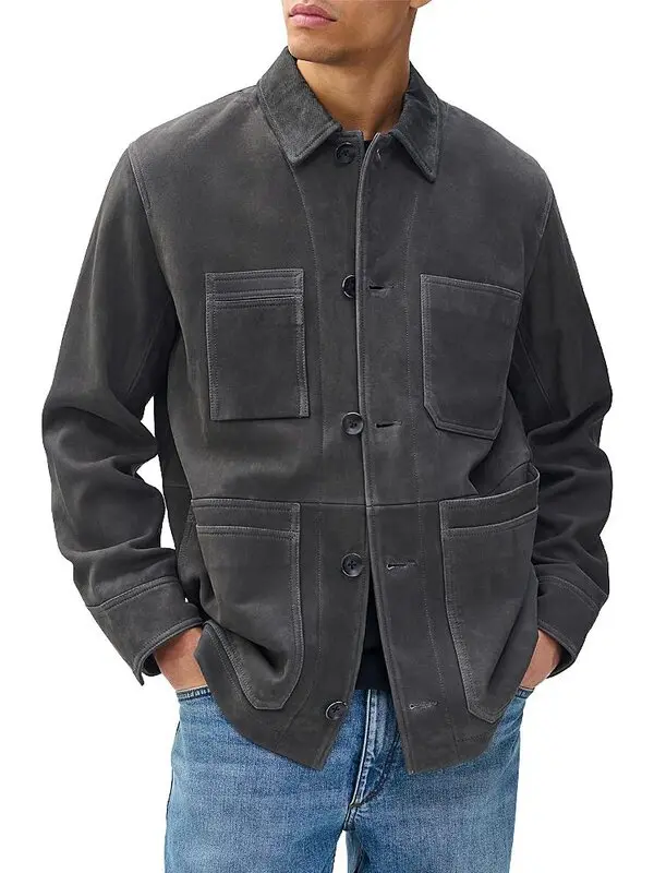 Rag & Bone Graham Suede Chore Jacket - Dark Gray