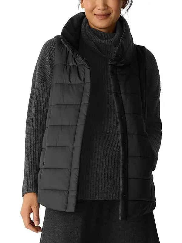 Eileen Fisher Stand Collar Puffer Vest - Black