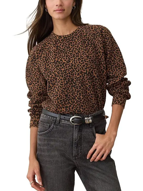 Marine Layer Cloud 9 Crewneck Fleece Sweater - Leopard