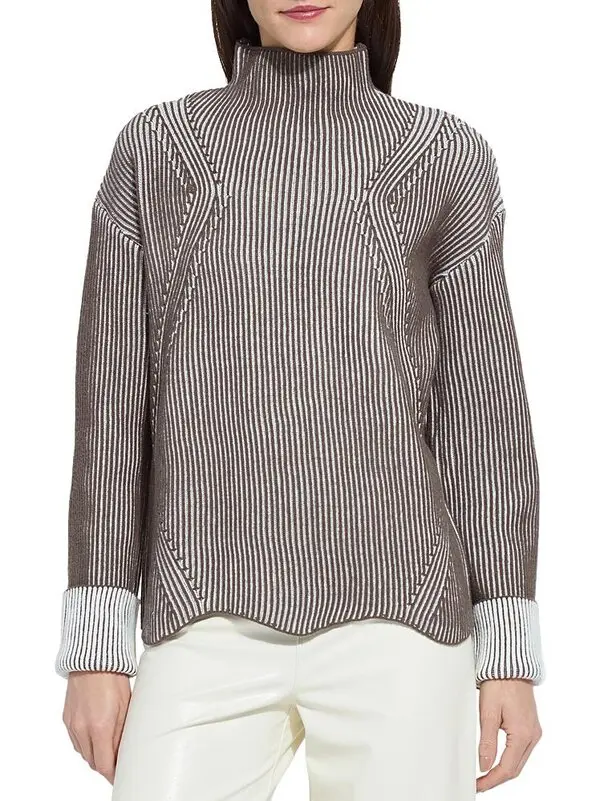 Lyssé Funnel Neck Sweater - Americano/ Snow White