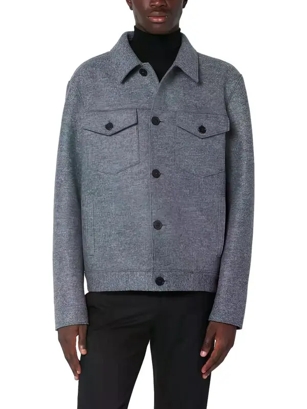 Harris Wharf London Wool Single-breasted Shirt Jacket - Blue