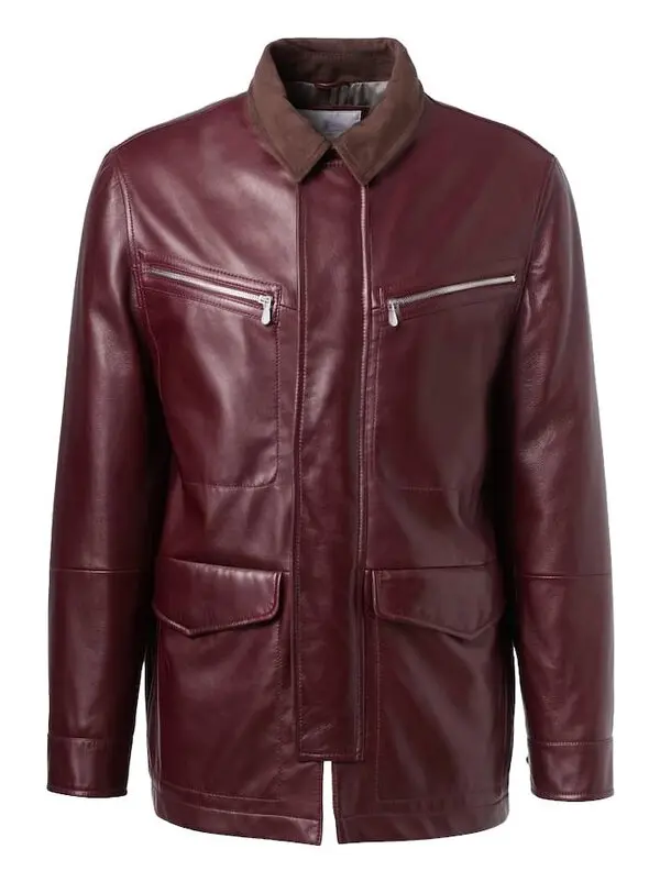 Brunello Cucinelli Padded Leather Jacket - Burgundy