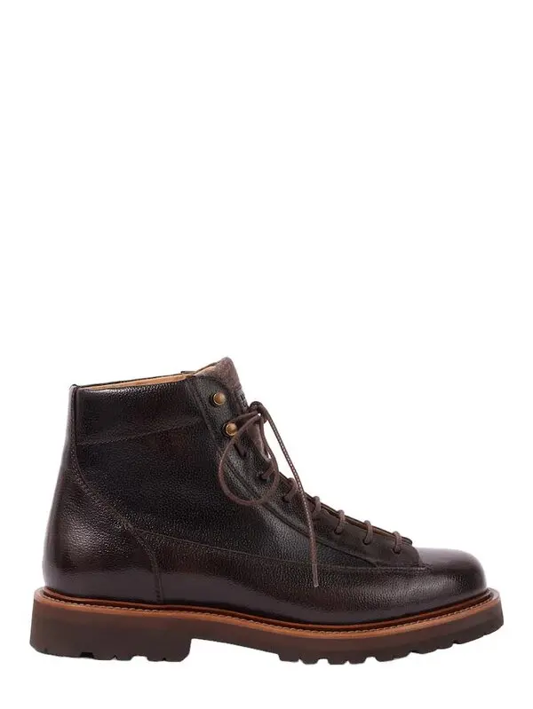 Brunello Cucinelli Leather Lace-up Boots - Burgundy