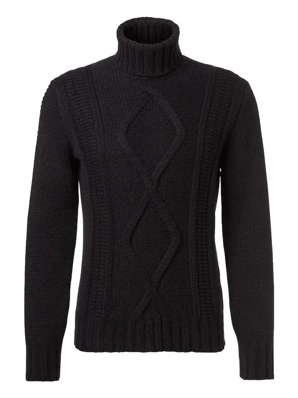 Brunello Cucinelli Cable-knit Cashmere Turtleneck Sweater - Black