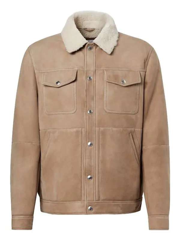 Brunello Cucinelli Shearling-trimmed Suede Jacket - Brown
