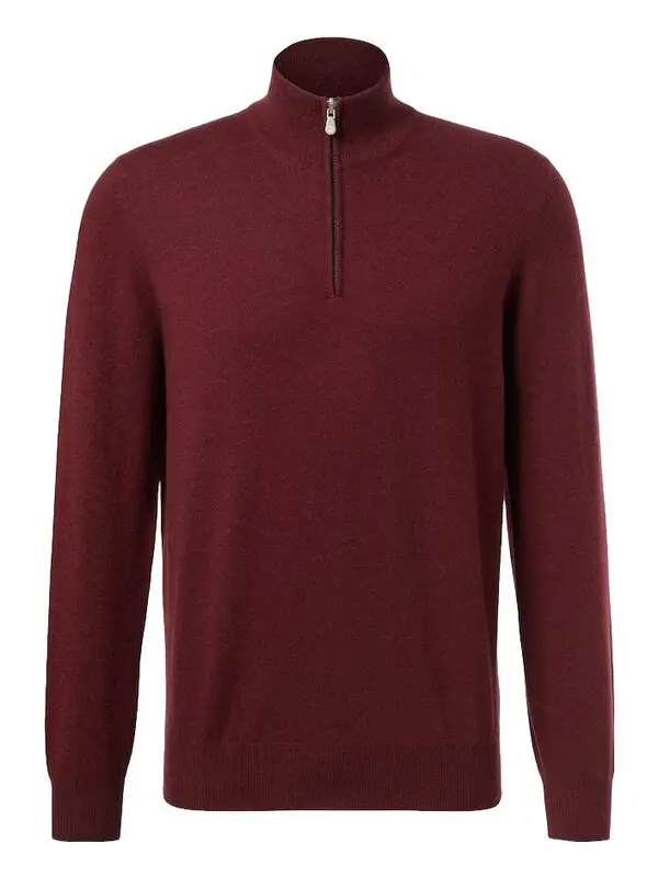 Brunello Cucinelli Cashmere Half-zip Turtleneck Sweater - Burgundy