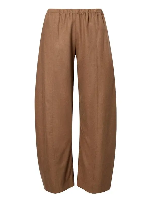 Khaite Clover Mid-rise Wool Barrel-leg Pants - Brown