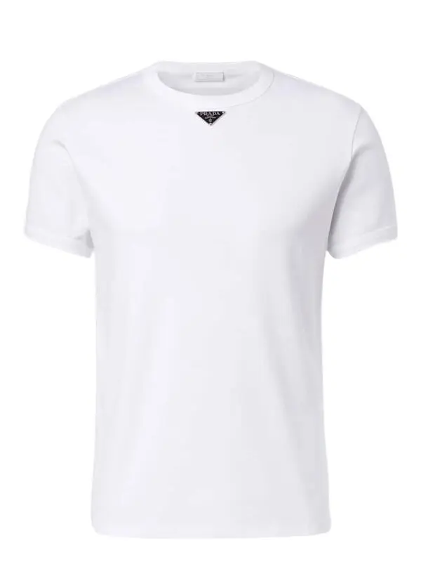 Prada Triangle Cotton Jersey T-shirt - White