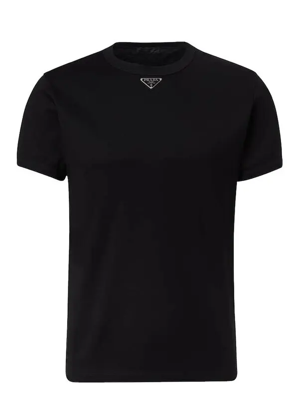 Prada Triangle Cotton Jersey T-shirt - Black